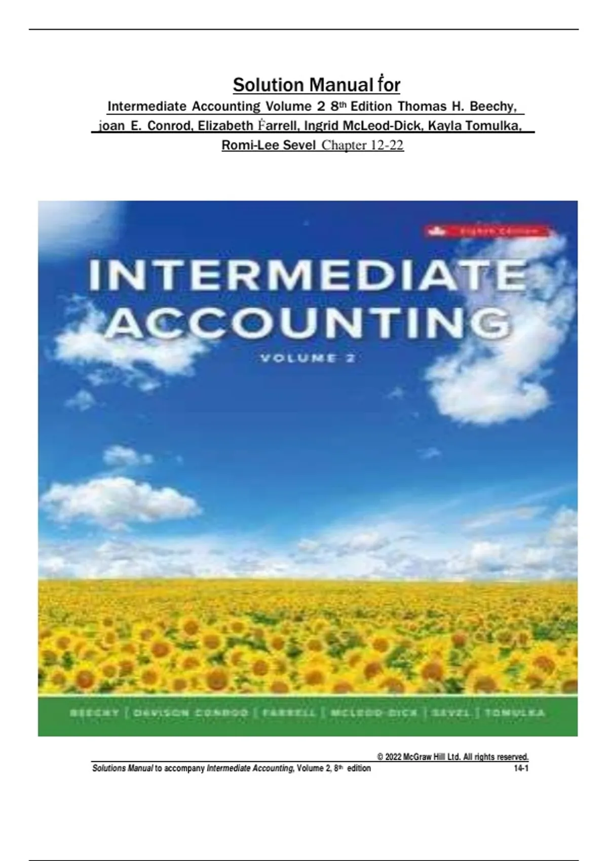 Solution Manual for Intermediate Accounting, Volume 2, 8th Edition by ...