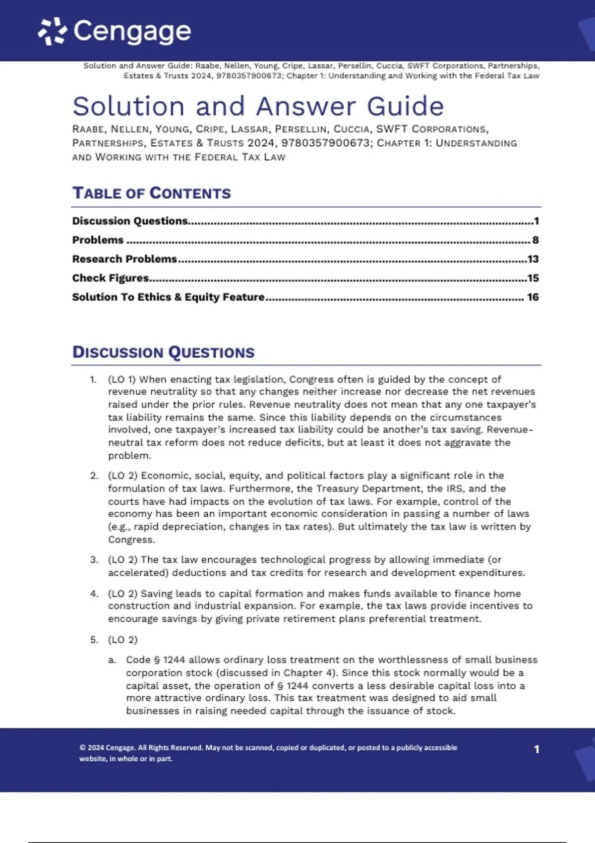 Solution Manual for South-Western Federal Taxation 2024: Corporations ...