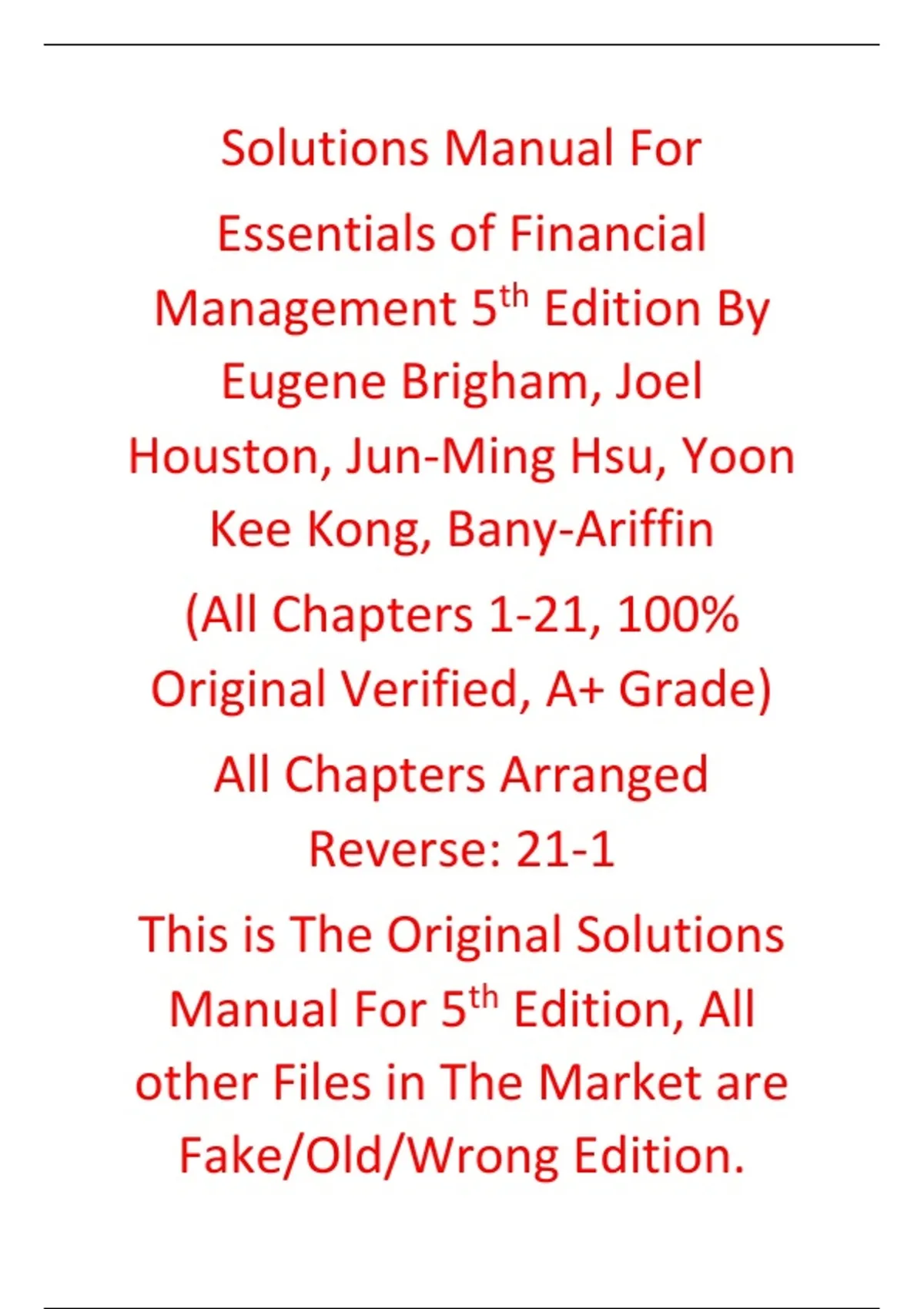 Solutions Manual Essentials of Financial Management 5th Edition By ...