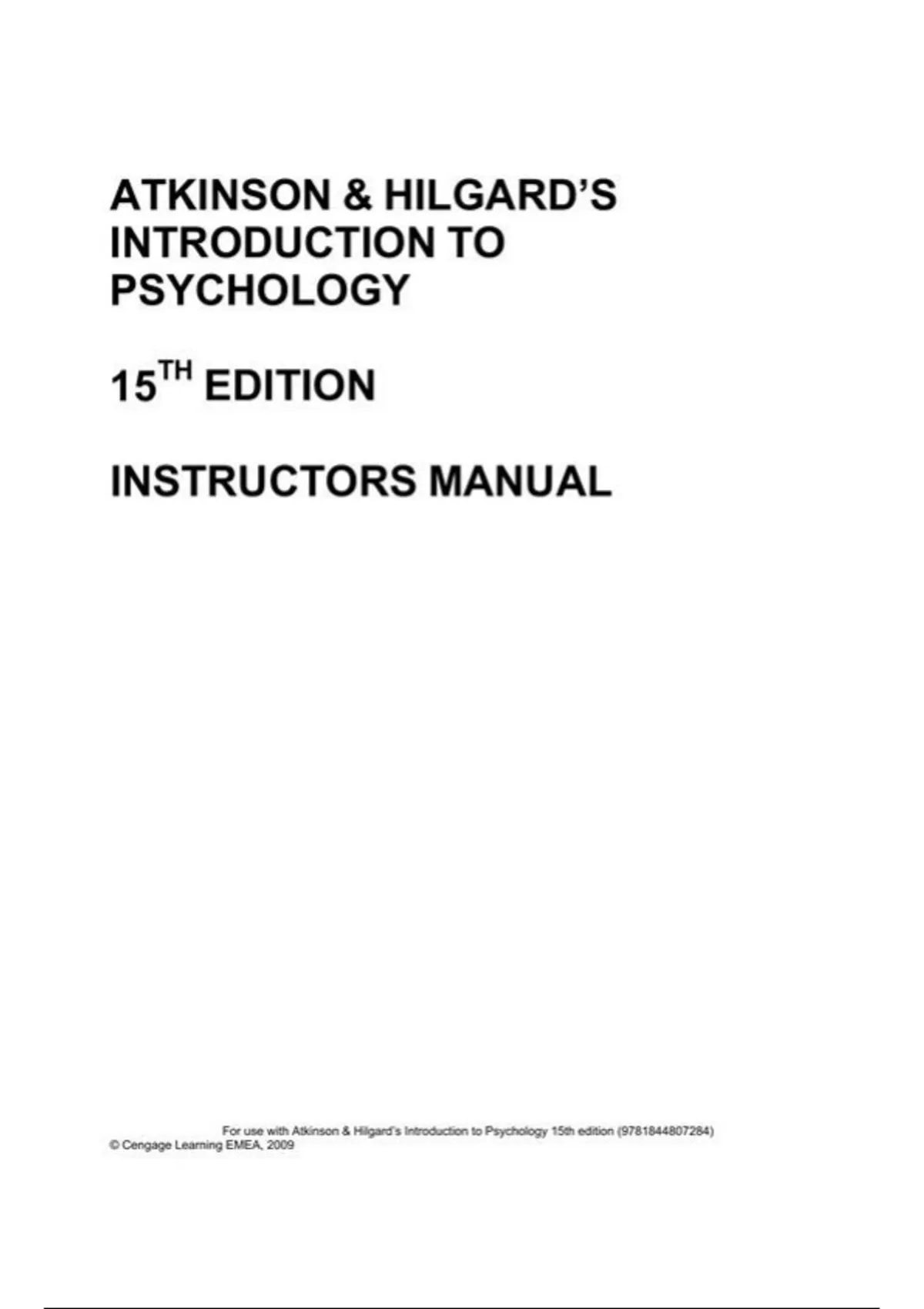 Summary solutions manual, summaries: Atkinson & Hilgard's Introduction ...