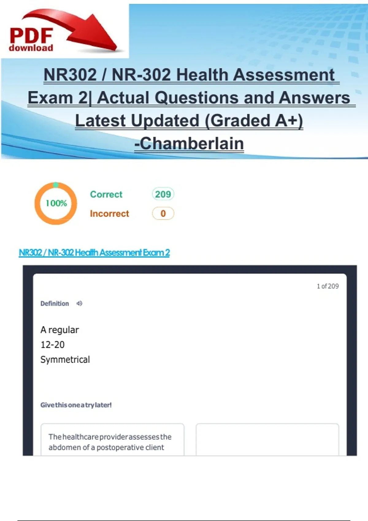 NR302 / NR-302 Health Assessment Exam 2| Actual Questions and Answers ...