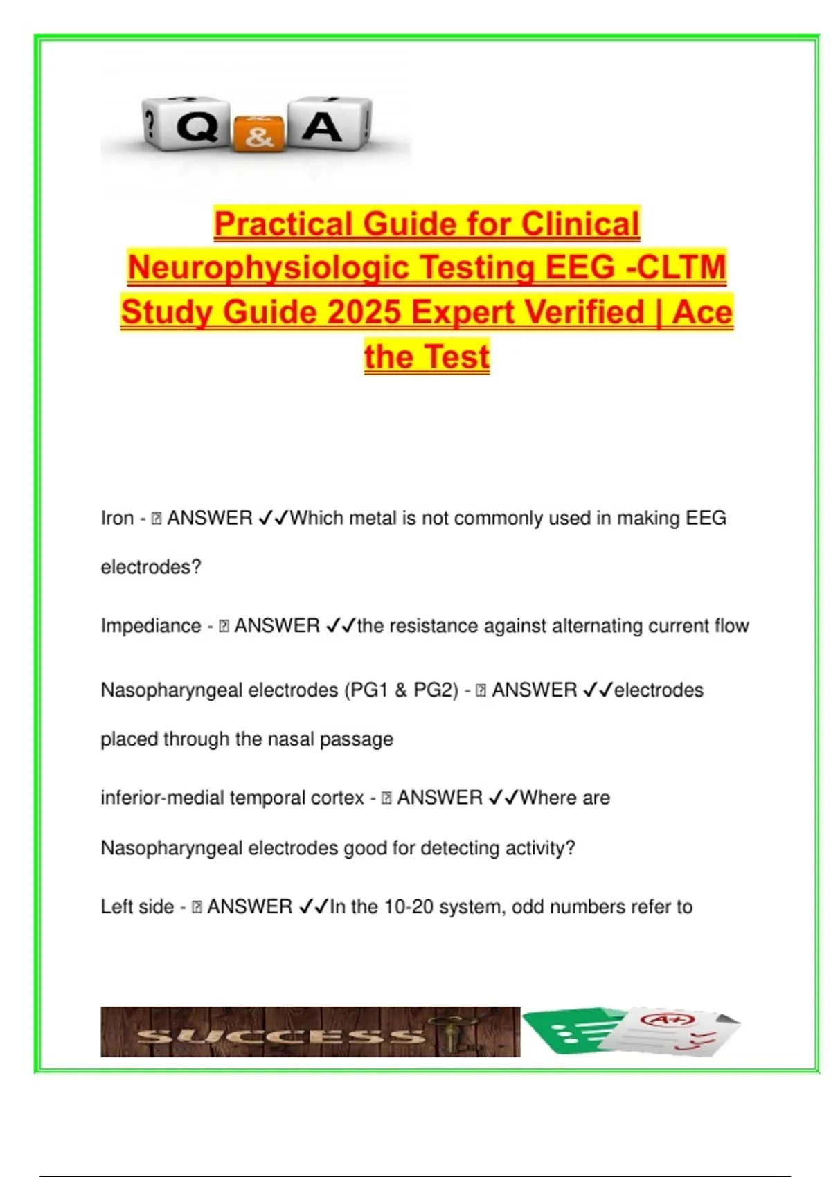Clinical Neurophysiology – EEG (CLTM) Study Guide | 84 Verified ...