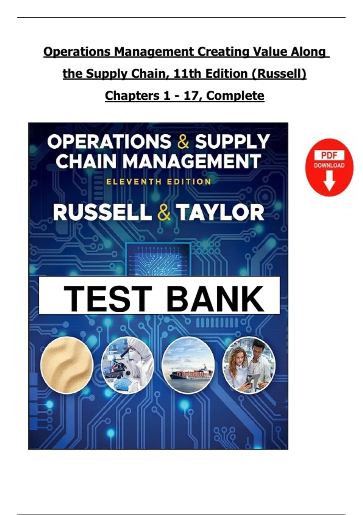 Operations Management: Creating Value Along the Supply Chain, 11th Edition – Russell & Taylor ...