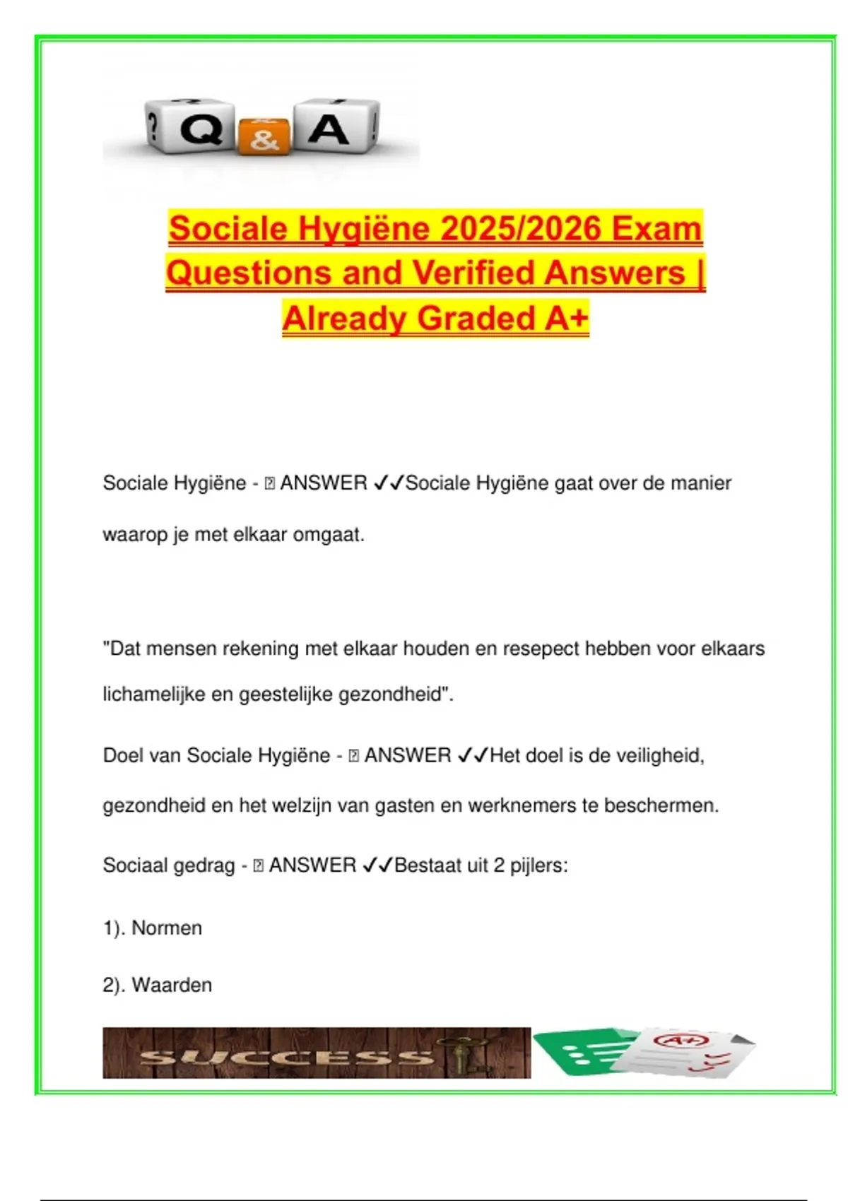 Sociale Hygiëne 2025/2026 | Volledig Geactualiseerde Examenbundel met ...