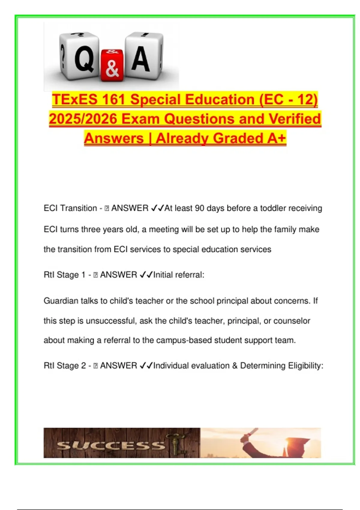 TExES 161 Special Education EC–12 Certification | 2025/2026 | 120 ...