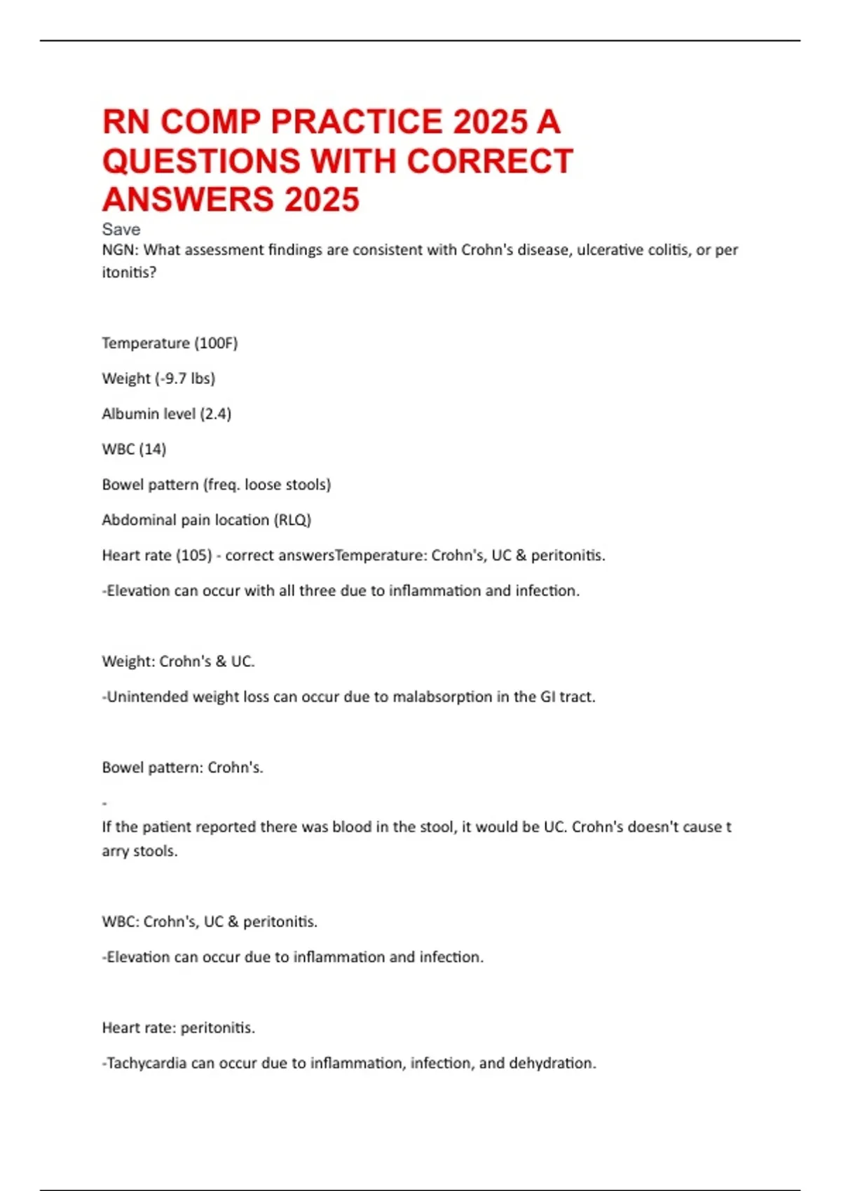 RN COMP PRACTICE 2025 A QUESTIONS WITH CORRECT ANSWERS 2025 - RN COMP ...