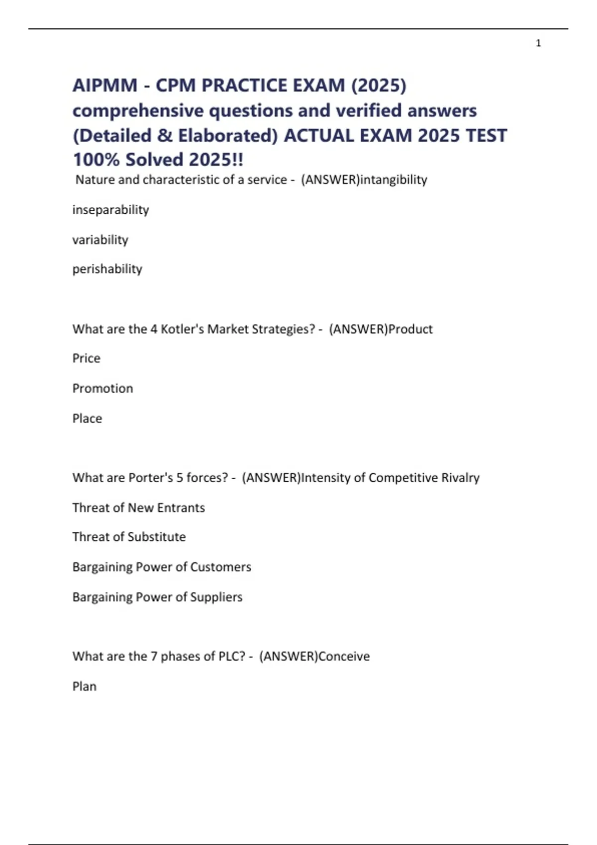 AIPMM - CPM PRACTICE EXAM (2025) comprehensive questions and verified ...