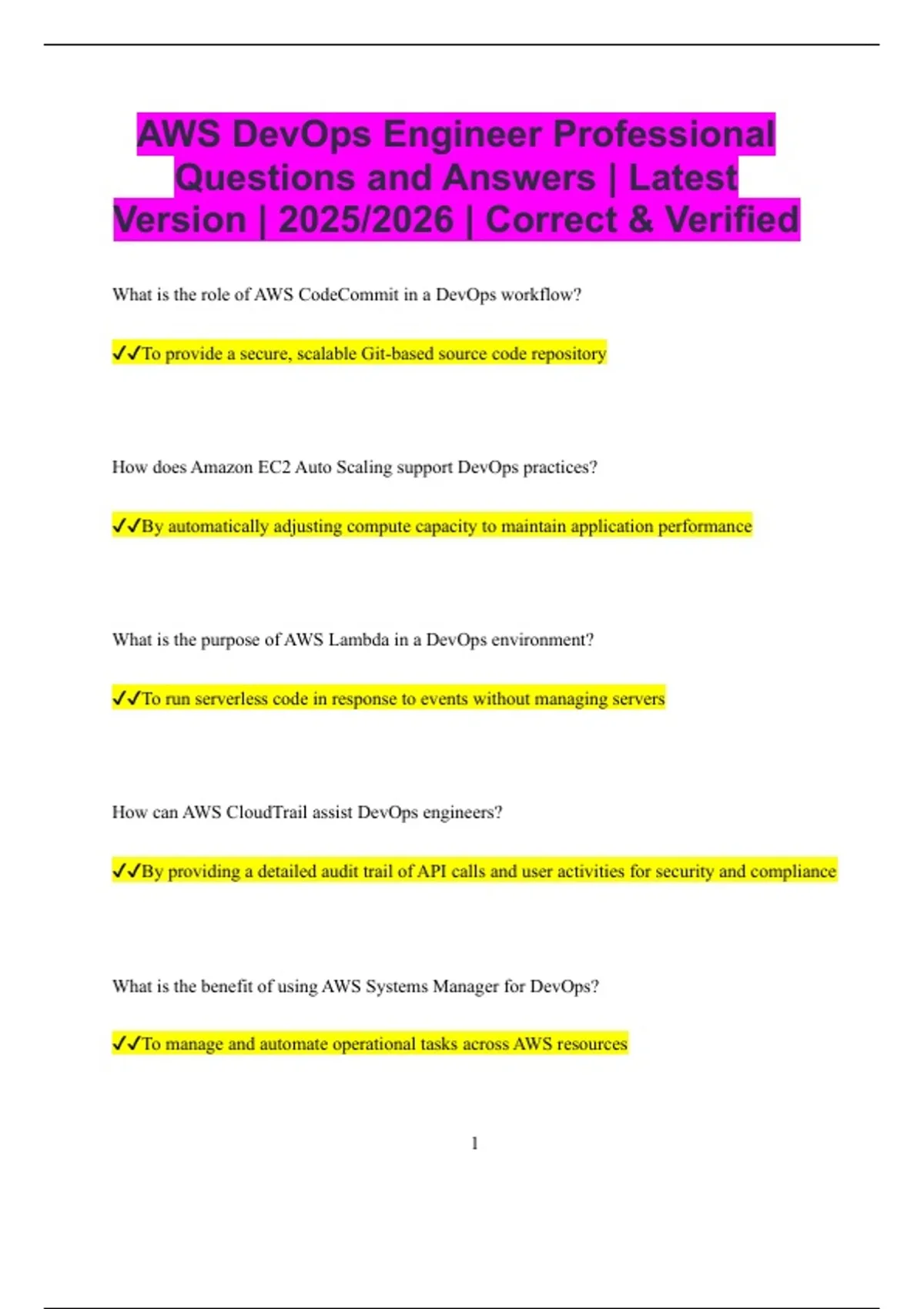 AWS DevOps Engineer Professional Questions and Answers | Latest Version ...