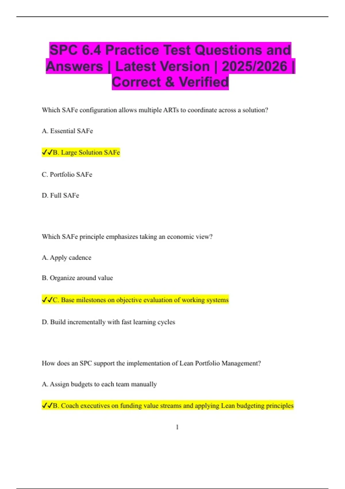 SPC 6.4 Practice Test Questions and Answers | Latest Version | 2025/ ...