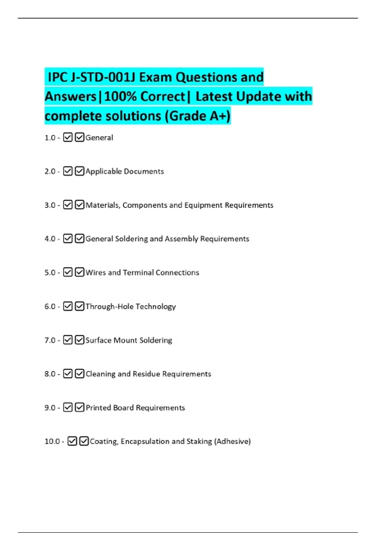 IPC J-STD-001J Exam Questions and Answers|100% Correct| Latest Update ...