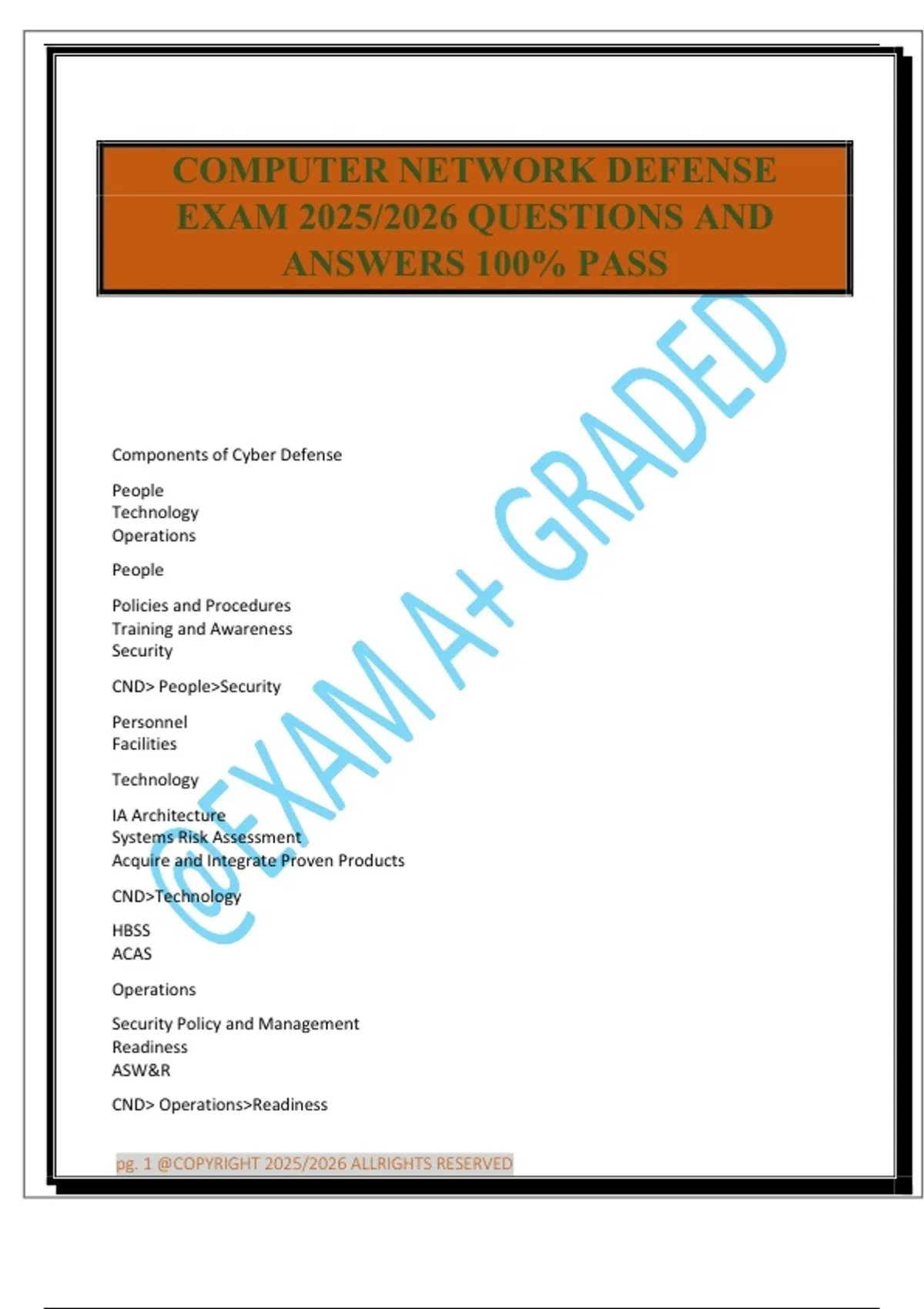 COMPUTER NETWORK DEFENSE EXAM 2025/2026 QUESTIONS AND ANSWERS 100% PASS ...