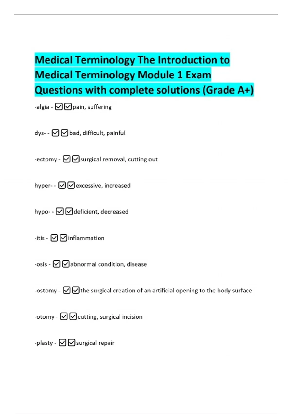 Medical Terminology The Introduction to Medical Terminology Module 1 ...