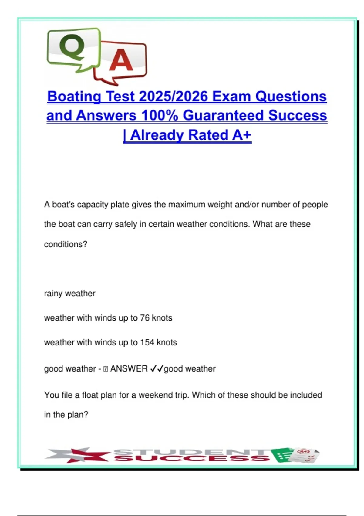 Boating Safety Test | 100+ Questions with Correct Answers | Navigation ...