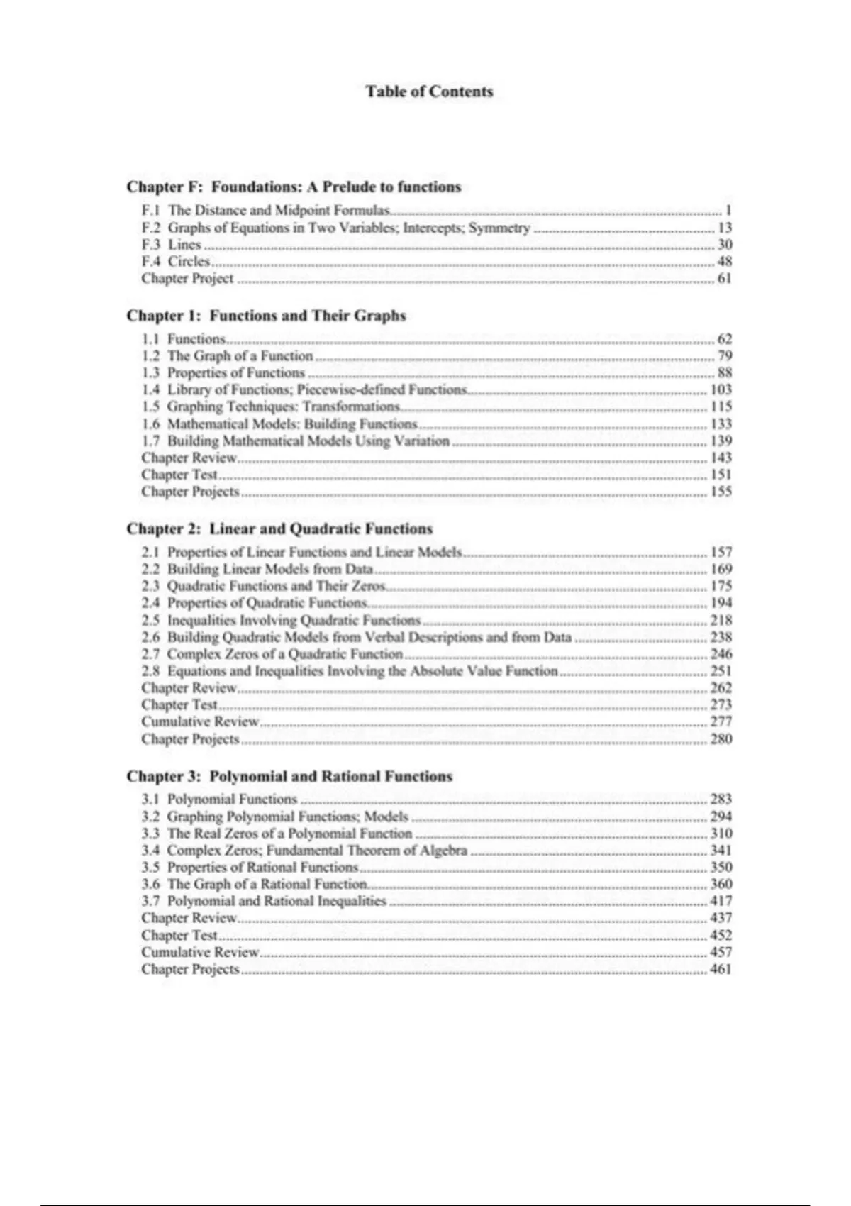 Summary solutions manual, summaries: College Algebra Concepts Through ...