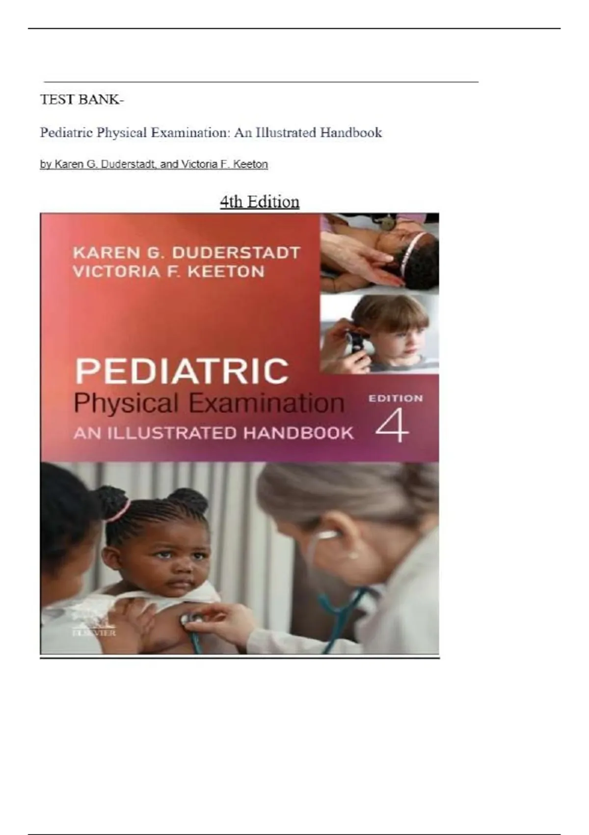 Test Bank- Pediatric Physical Examination: An Illustrated Handbook 4th ...