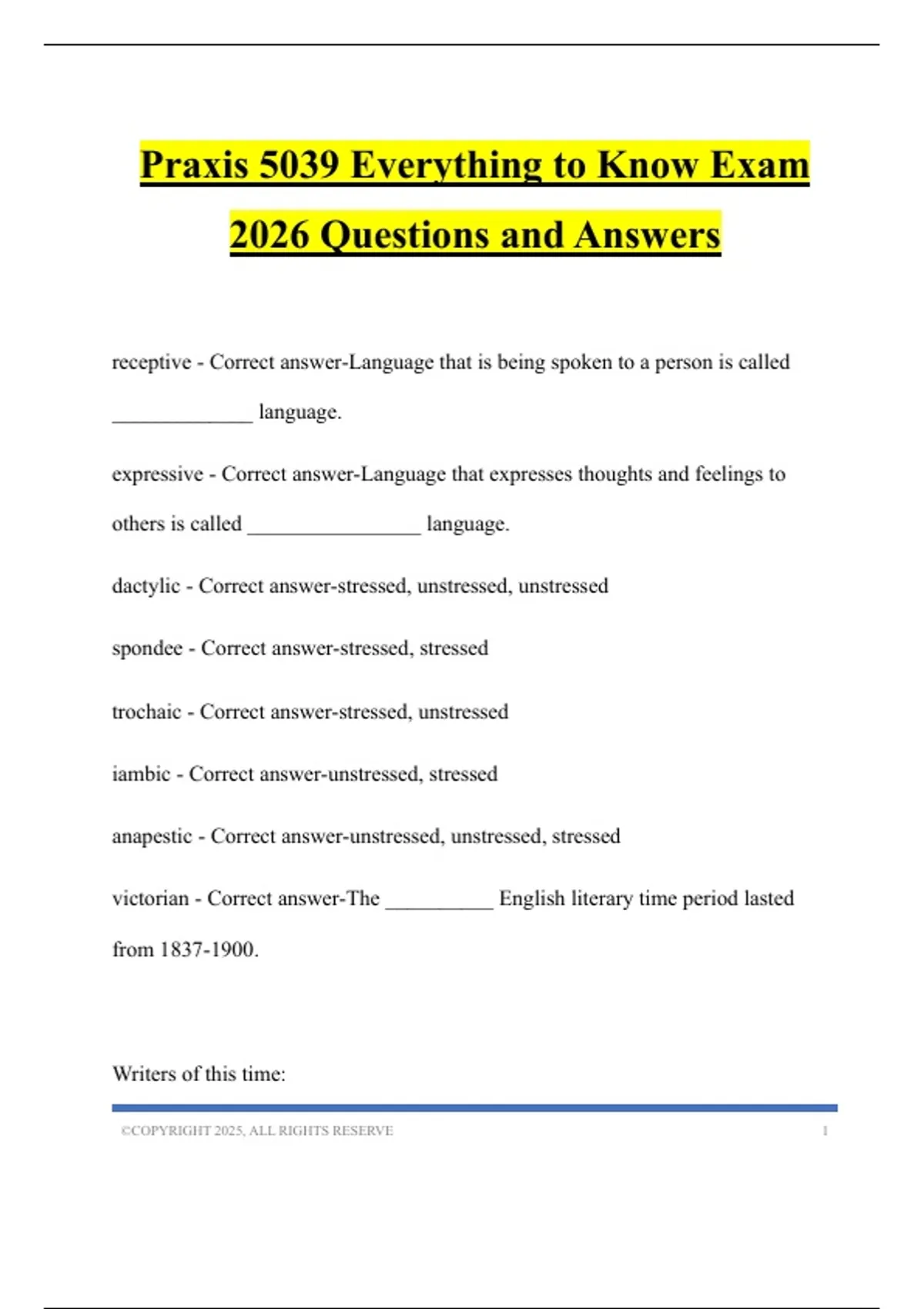 Praxis 5039 Everything to Know Exam 2026 Questions and Answers - Praxis ...