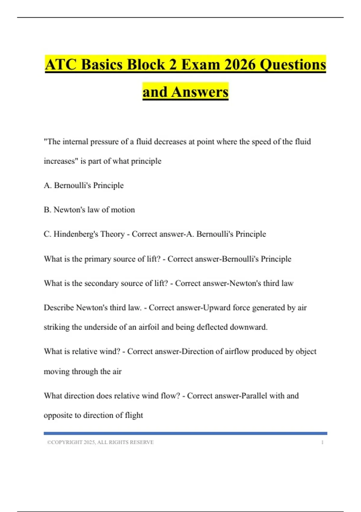 ATC Basics Block 2 Exam 2026 Questions and Answers - ATC Basics Block 1 ...