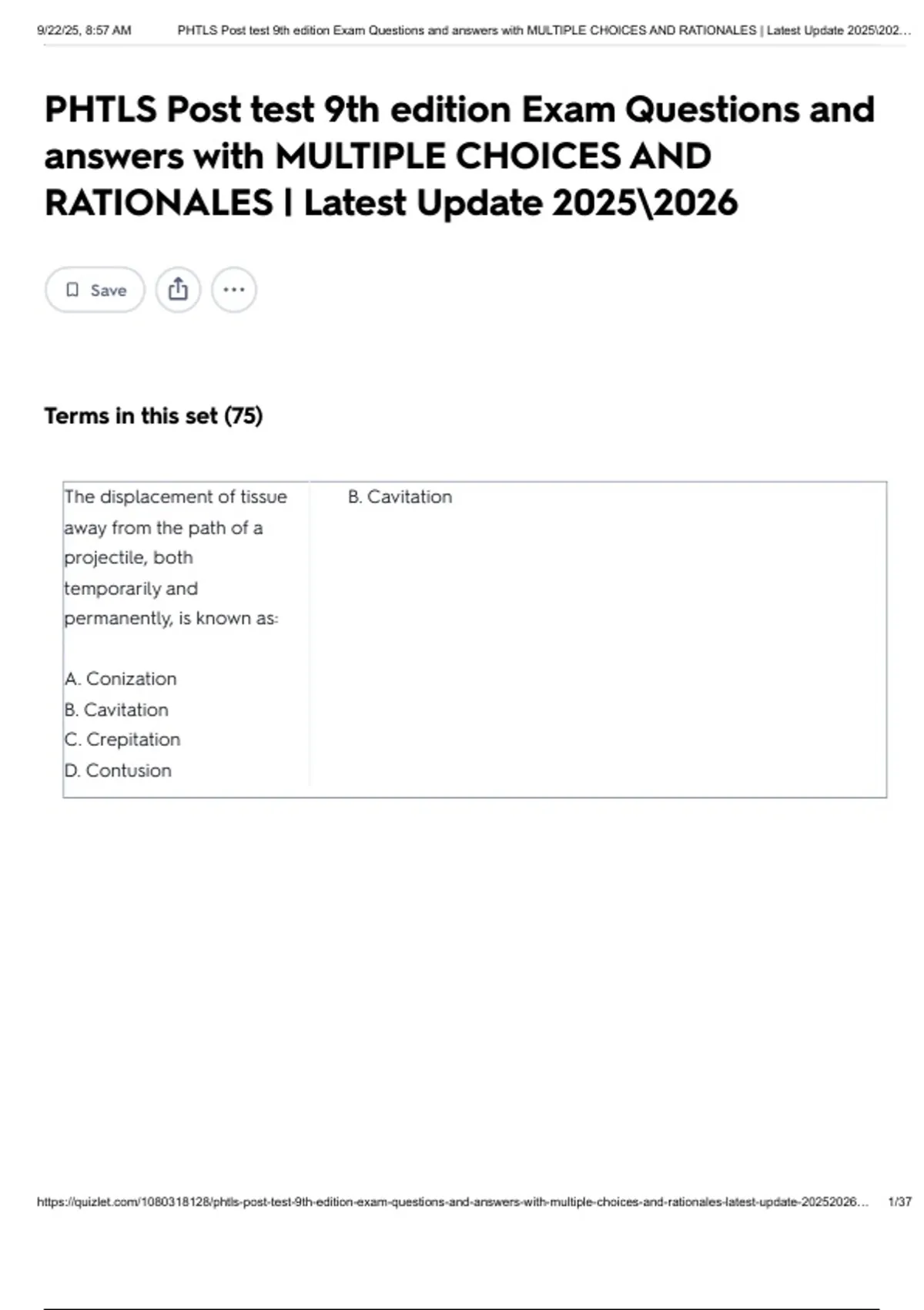 PHTLS Post test 9th edition Exam Questions and answers with MULTIPLE ...