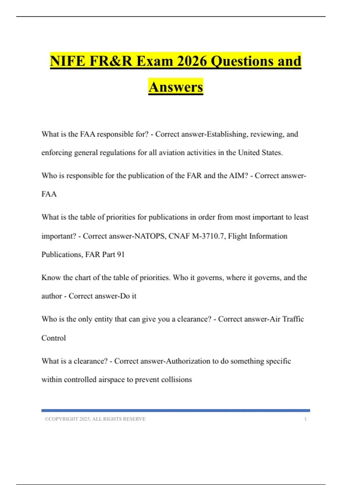 NIFE FR&R Exam 2026 Questions and Answers - NIFE Aerodynamics - Stuvia US