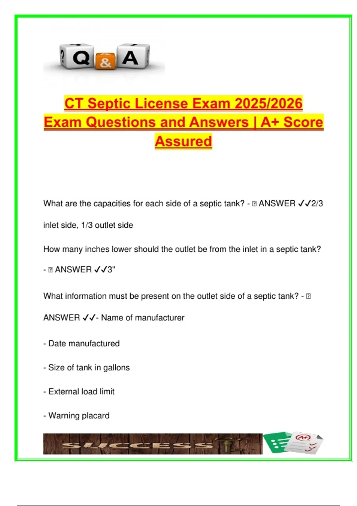 CT Septic License Exam (100+ Q&A) | Perc Tests, Tank Design, Separation ...