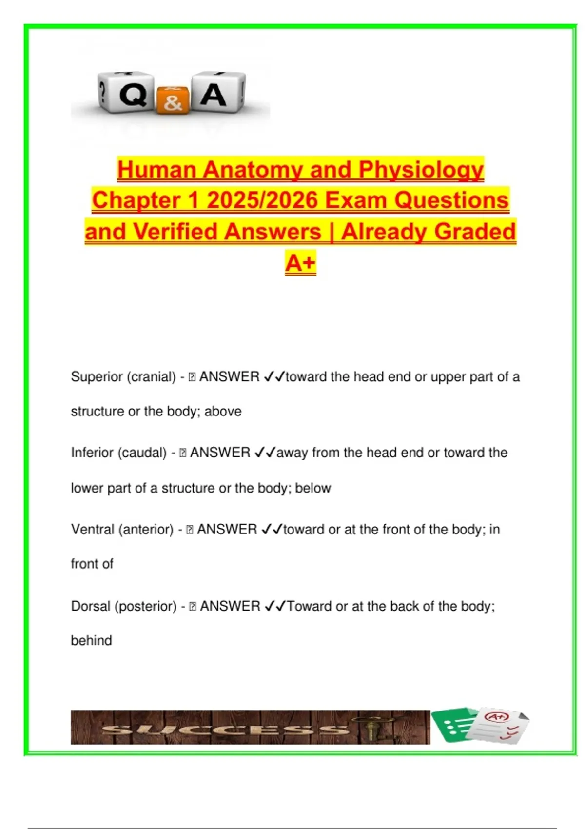 Human Anatomy & Physiology – Chapter 1 Review | 2025/2026 | 100+ Solved ...