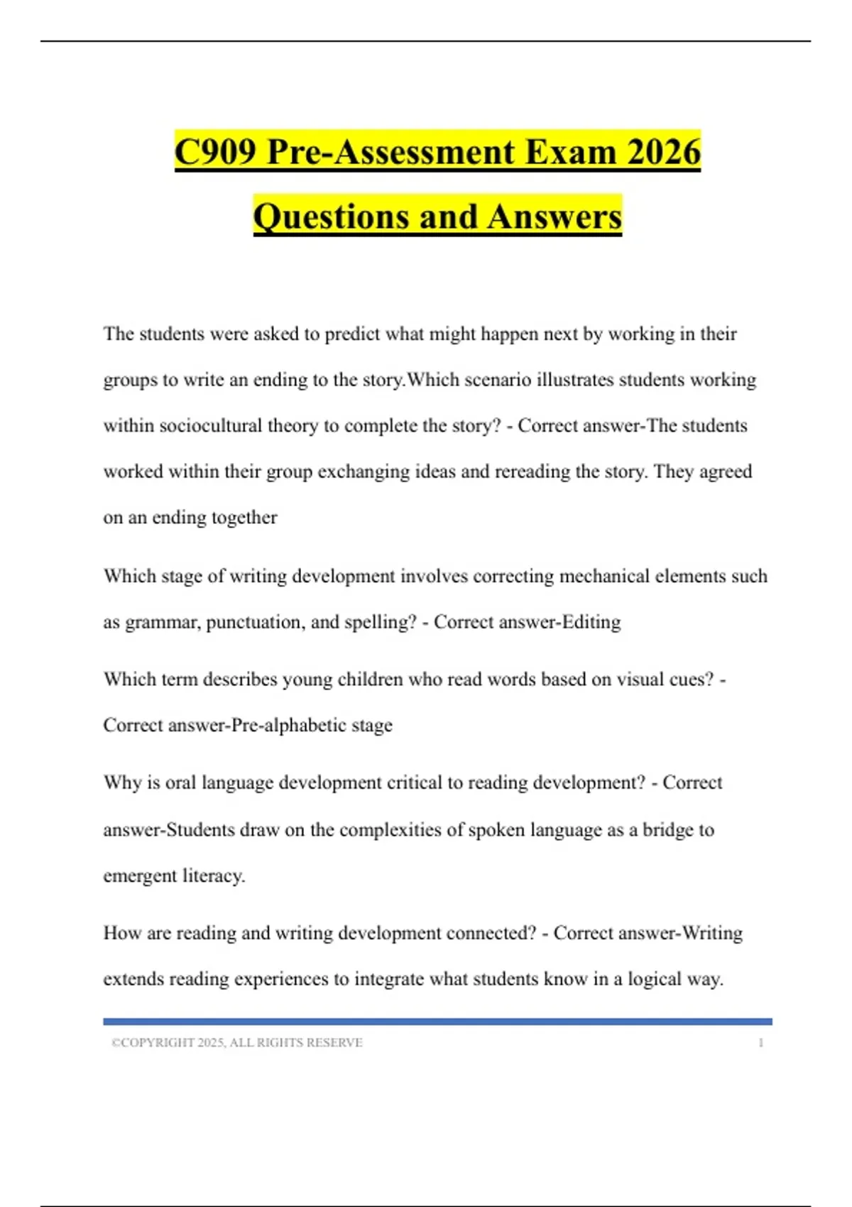 C909 Pre-Assessment Exam 2026 Questions and Answers - WGU C 909 - Stuvia US