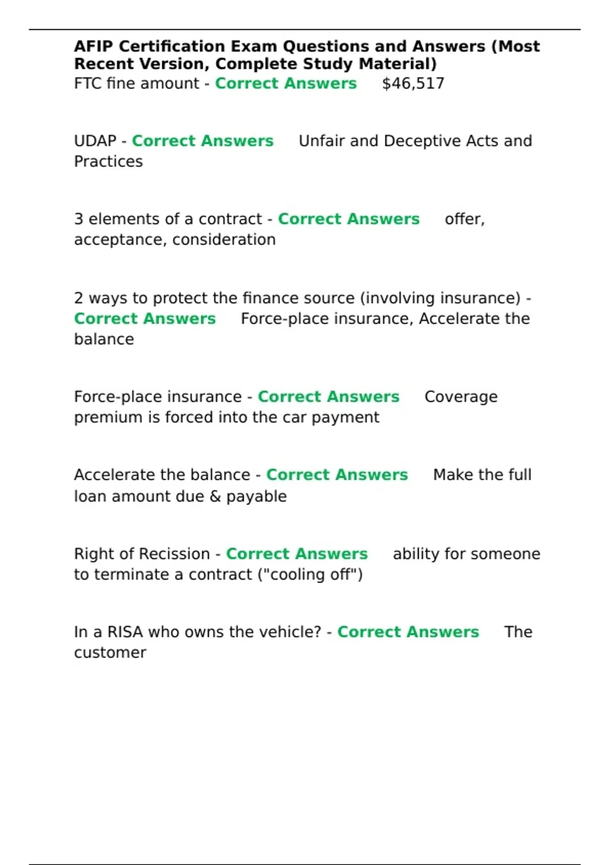 AFIP Certification Exam Questions & Answers (Most Recent Version ...