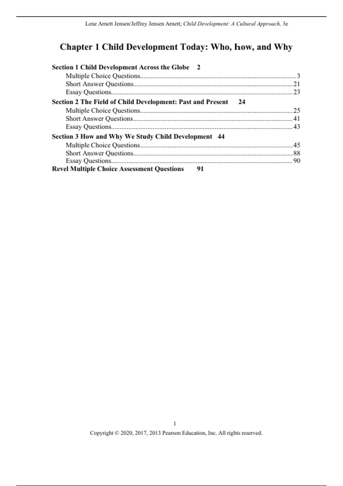 test bank, practice questions: Child Development A Cultural Approach ...
