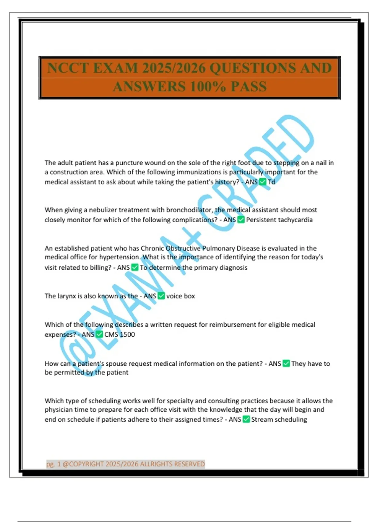 NCCT EXAM 2025/2026 QUESTIONS AND ANSWERS 100% PASS - NCCT - Stuvia US
