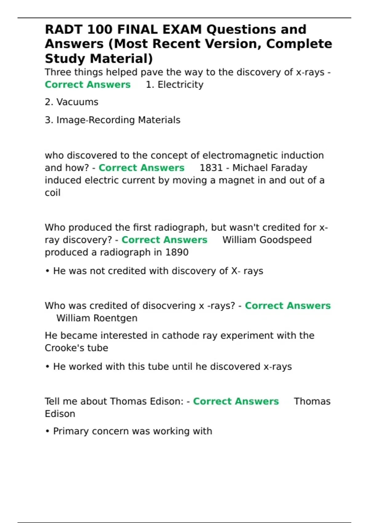 RADT 100 FINAL EXAM Questions and Answers (Most Recent Version ...