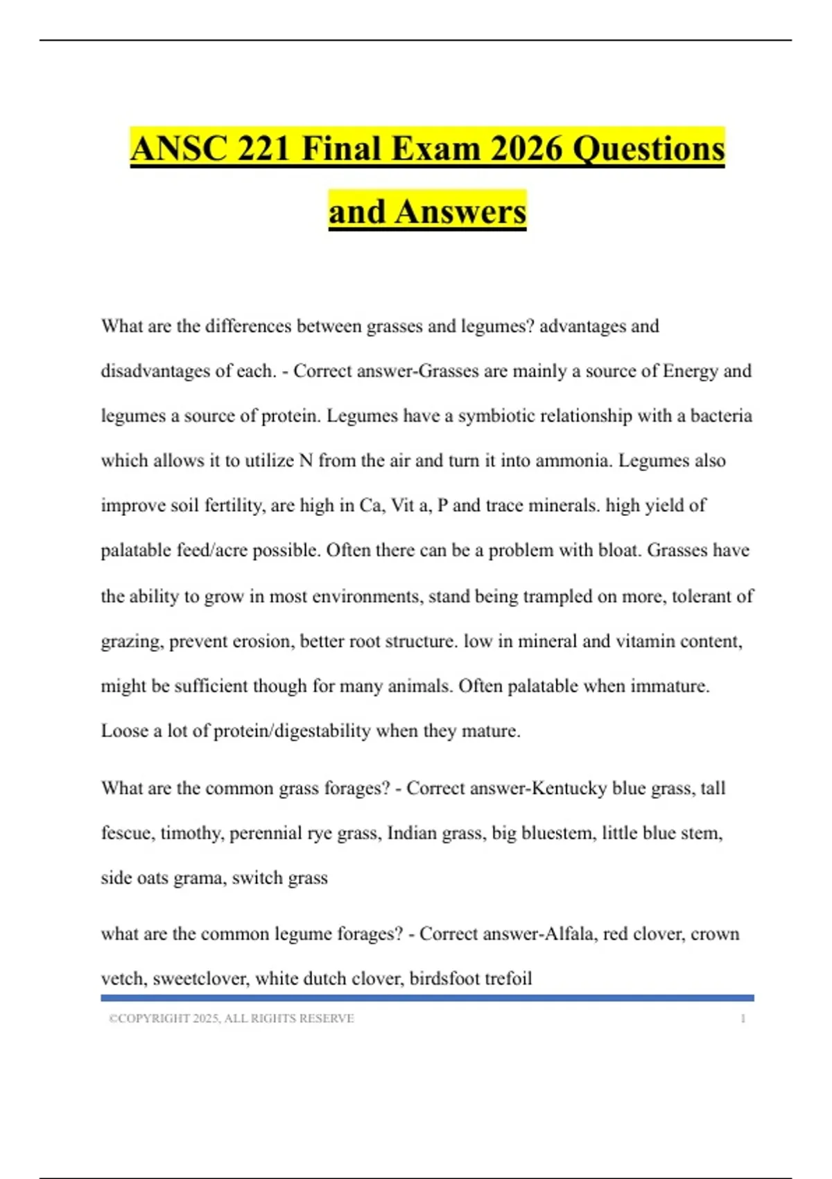 ANSC 221 Final Exam 2026 Questions and Answers - ANSC 221 Purdue ...