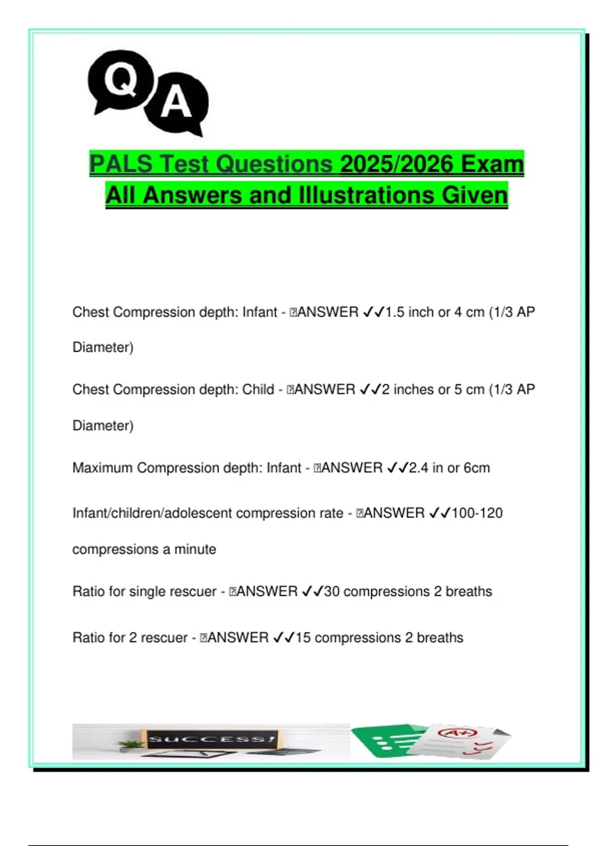 PALS Test Questions 2025/2026 | 70+ Verified Q&A | CPR, Fluid ...