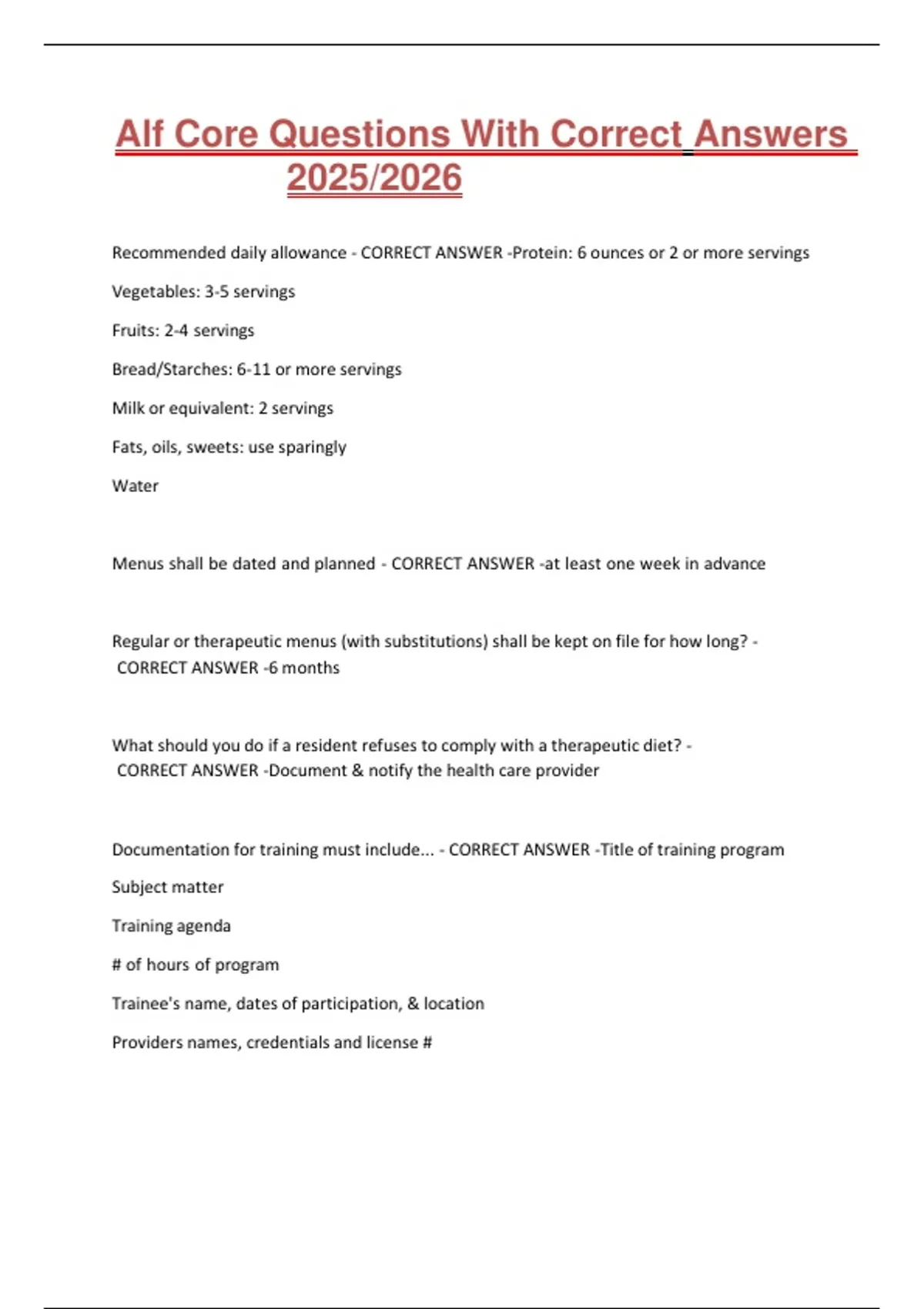 Alf Core Questions With Correct Answers 2025/2026 - Alf Core - Stuvia US