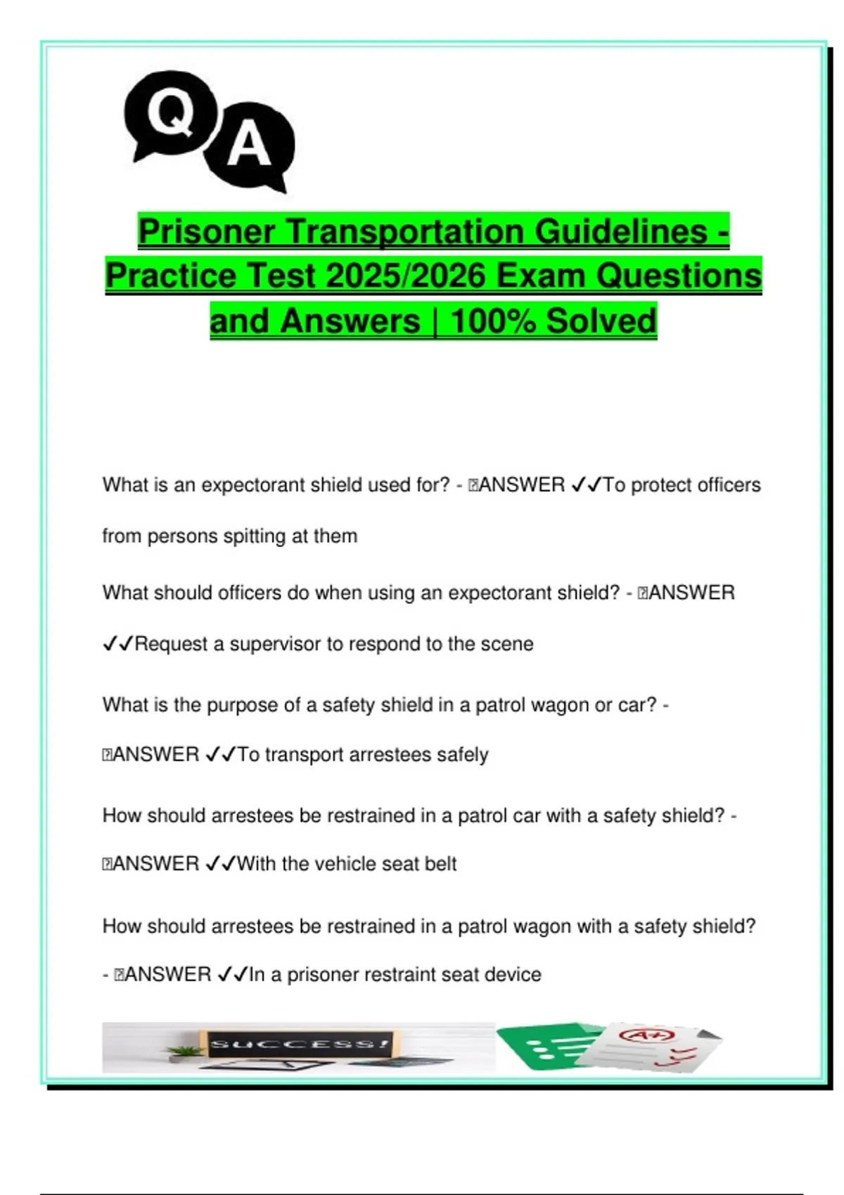 Prisoner Transportation Guidelines 2025/2026 | 50+ Verified Q&A ...