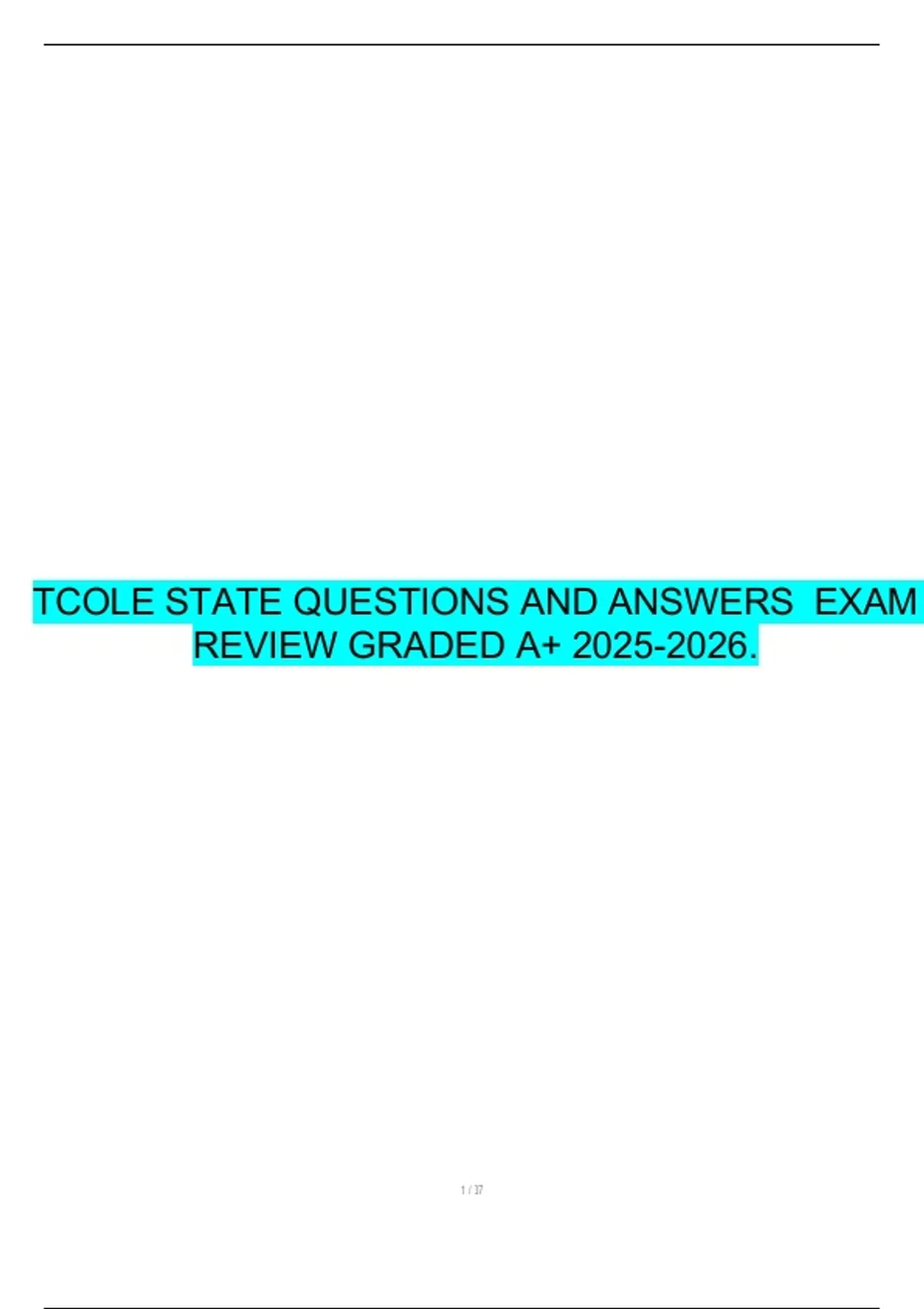 TCOLE STATE QUESTIONS AND ANSWERS EXAM REVIEW GRADED A+ . - Tcole ...