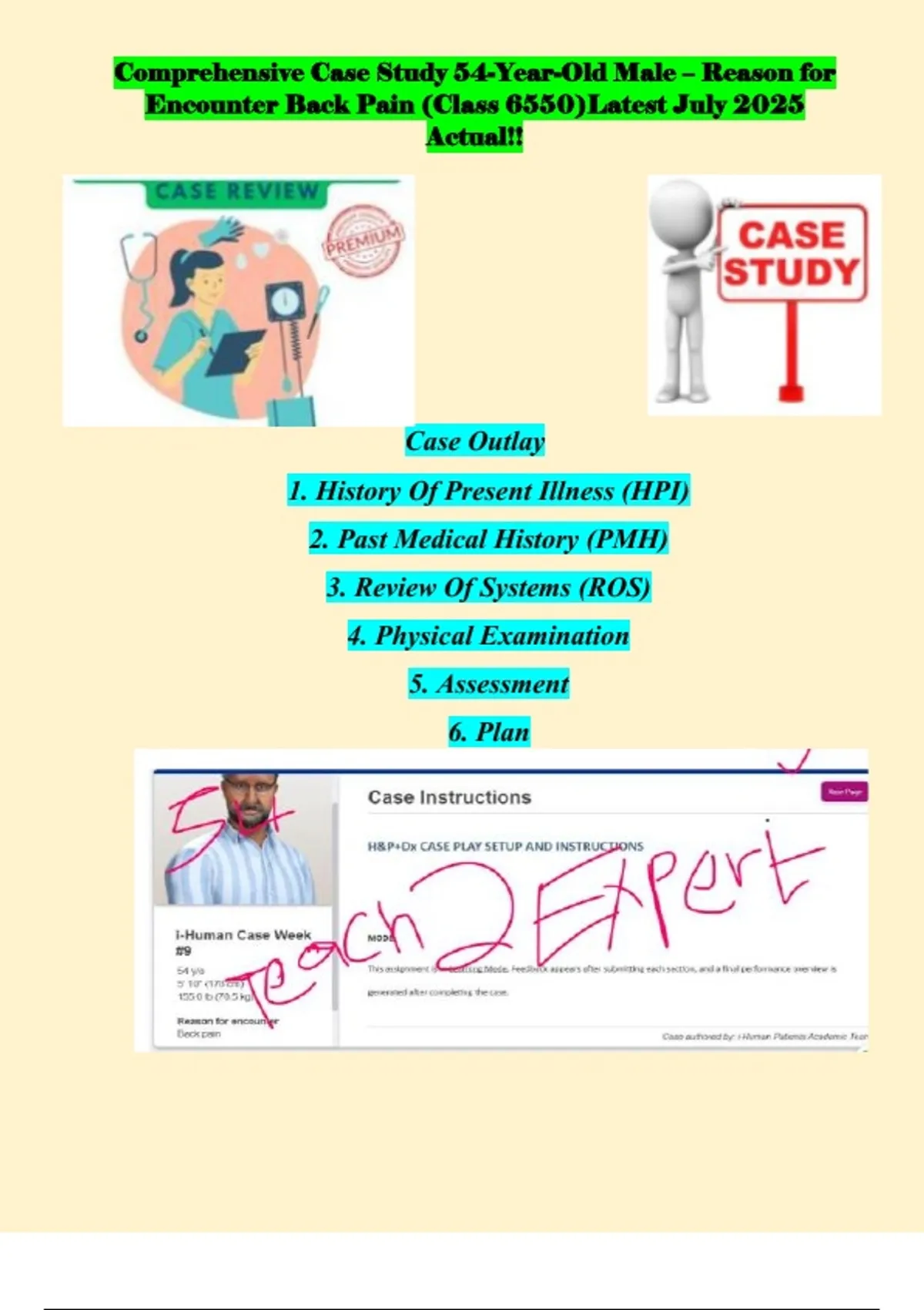 Comprehensive Case Study 54-Year-Old Male – Reason for Encounter Back ...