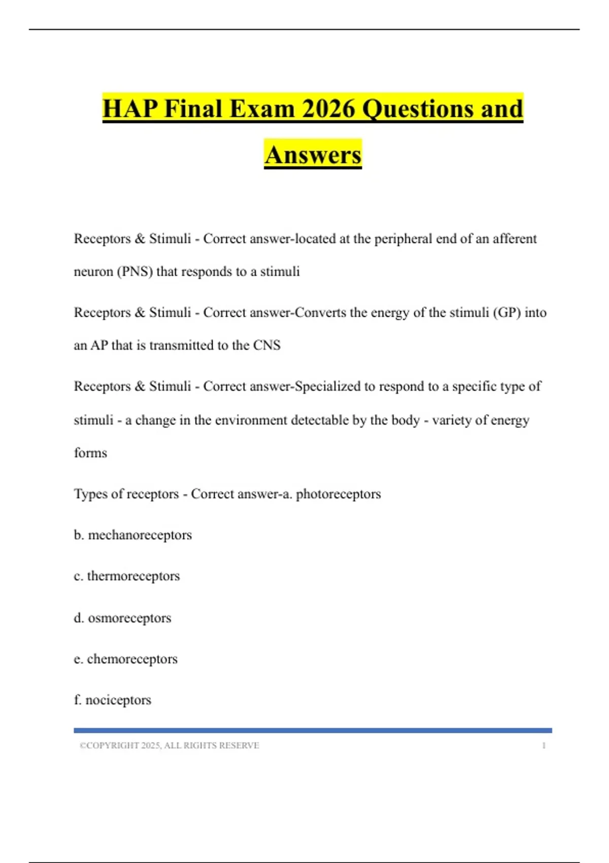 HAP Final Exam 2026 Questions and Answers - Health Assessment and ...