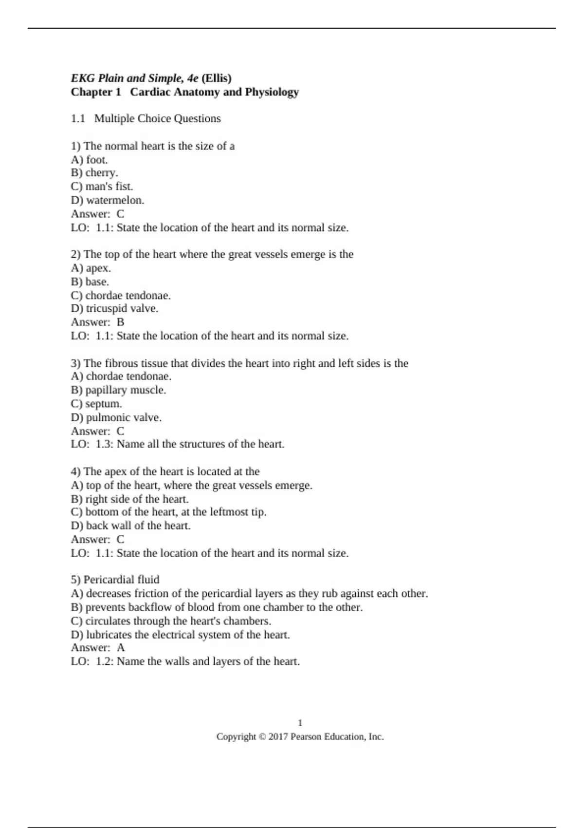 test bank, practice questions: EKG Plain and Simple - Ellis - 4e ...