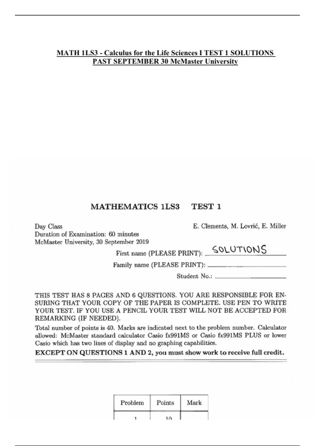 MATH 1LS3 - Calculus for the Life Sciences I COMBINED SAMPLE OF TESTS ...