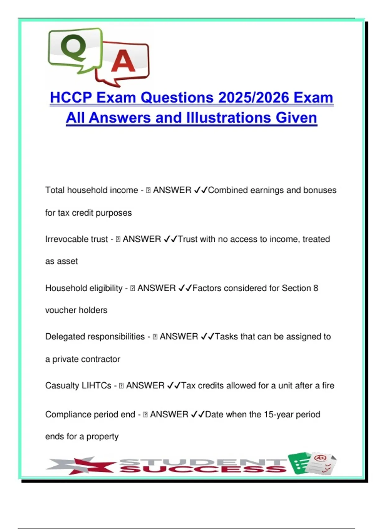 HCCP Exam Questions (2025/2026) – Tax Credit Housing Compliance | LIHTC ...