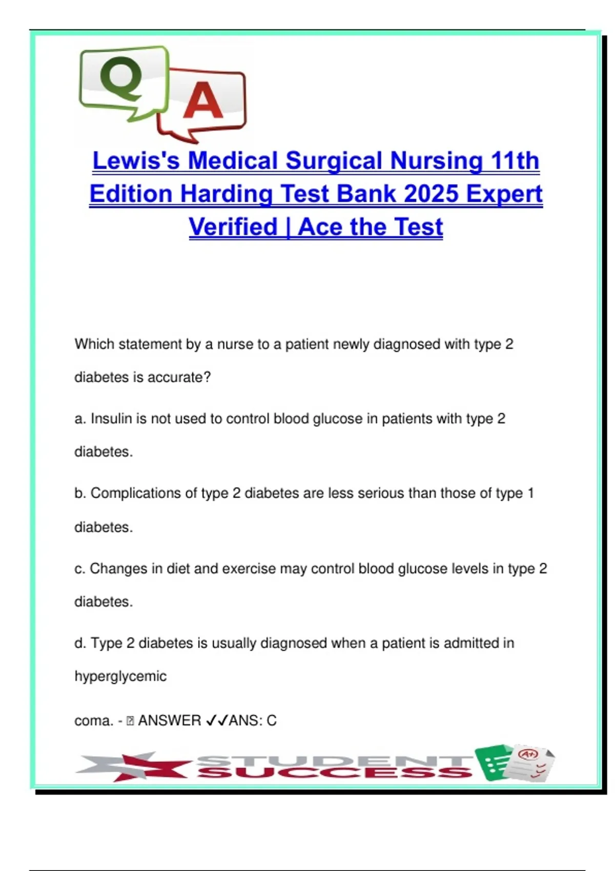 Medical-Surgical Nursing | 100 NCLEX Questions | Diabetes, Insulin ...