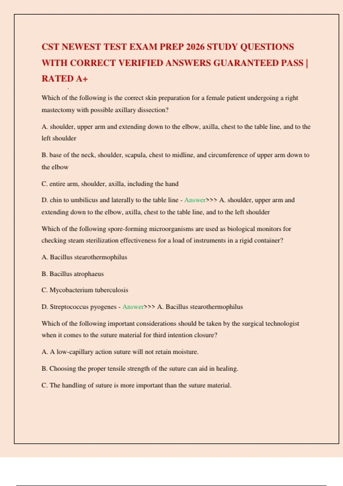 CST NEWEST TEST EXAM PREP 2026 STUDY QUESTIONS WITH CORRECT VERIFIED ...