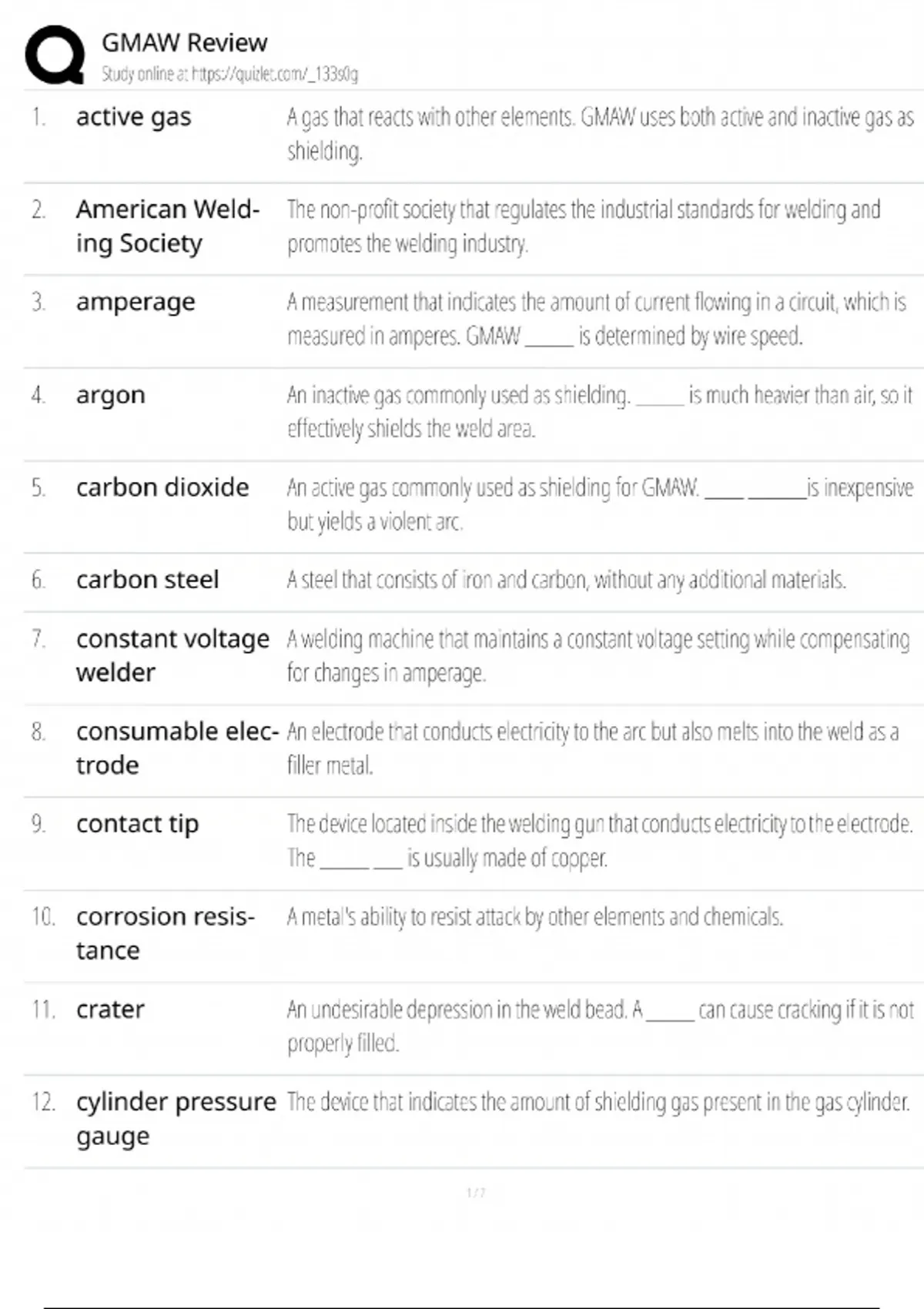 GMAW Review Test Bank / Gas Metal Arc Welding Certification / 2025 ...