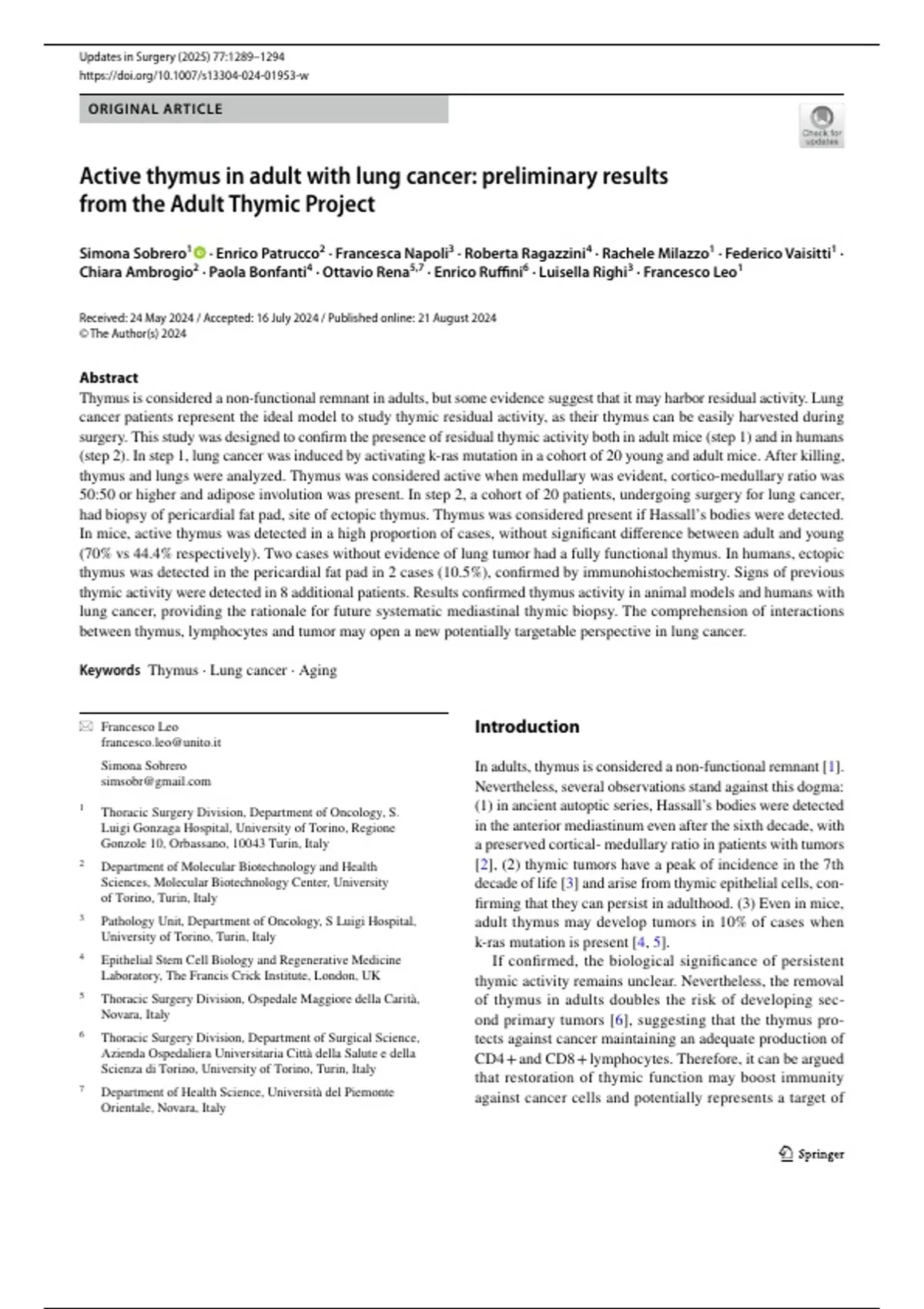 Summary Active Thymus In Adult With Lung Cancer - Active Thymus In ...