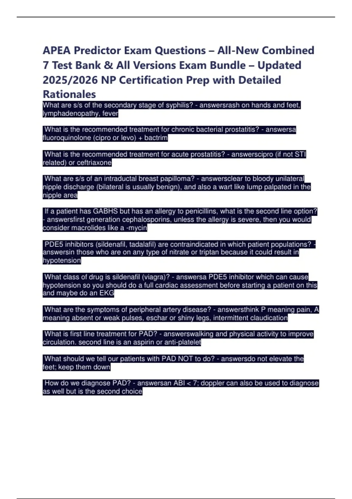 APEA Predictor Exam Questions – All-New Combined 7 Test Bank & All ...