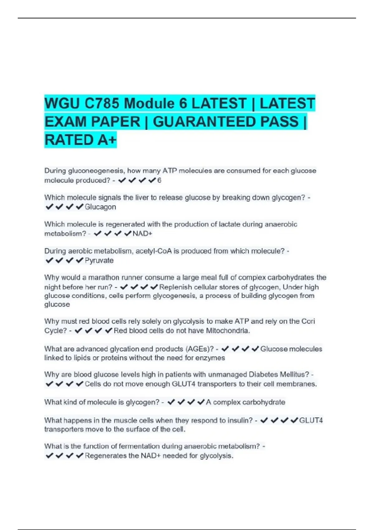 WGU C785 Module 6 LATEST | LATEST EXAM PAPER | GUARANTEED PASS | RATED ...