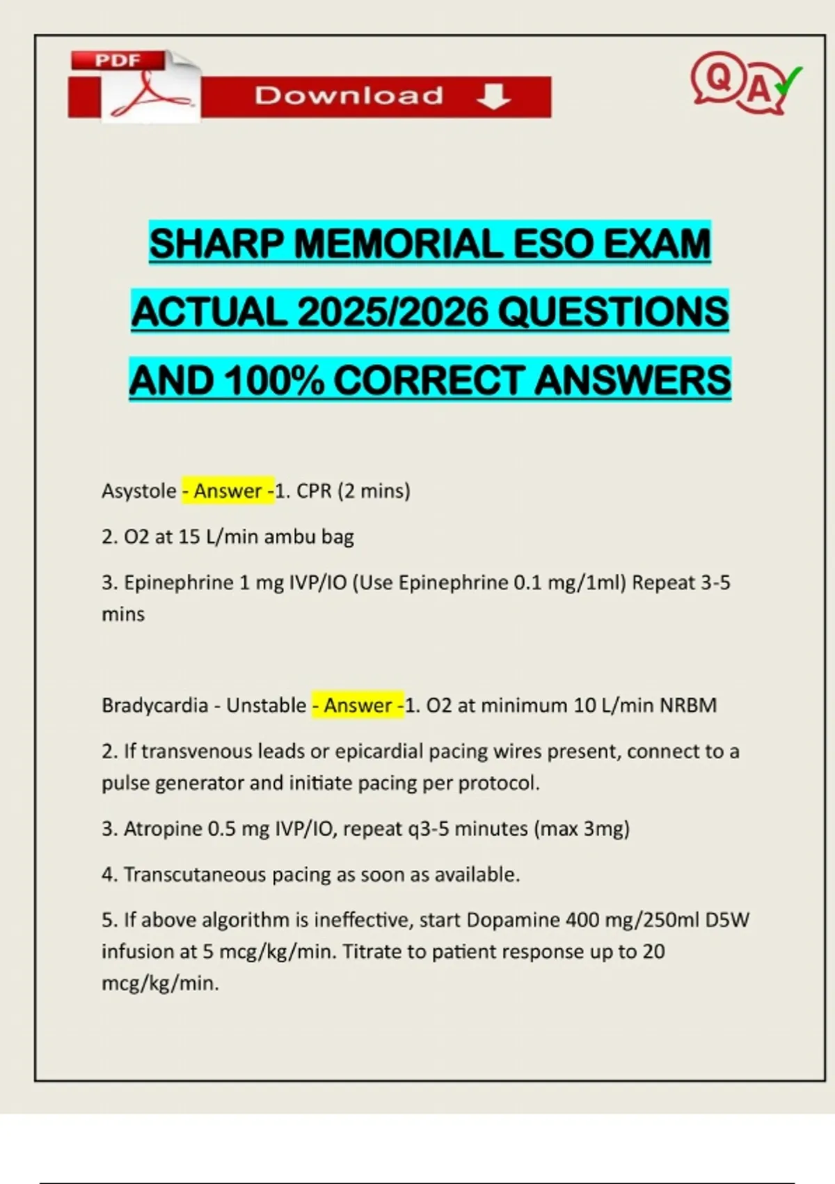 SHARP MEMORIAL ESO EXAM ACTUAL 2025/2026 QUESTIONS AND 100% CORRECT ...