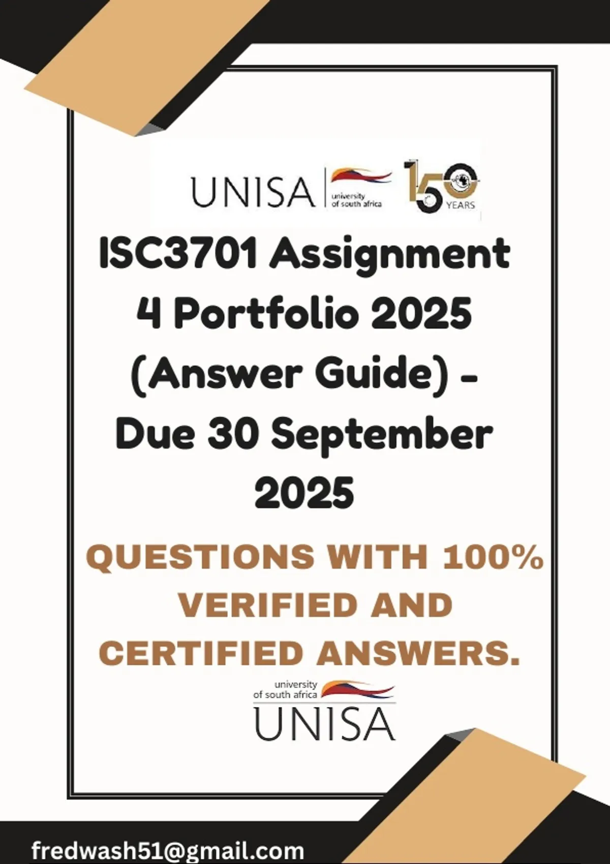 ISC3701 Assignment 4 Portfolio 2025 (Answer Guide) - Due 30 September ...