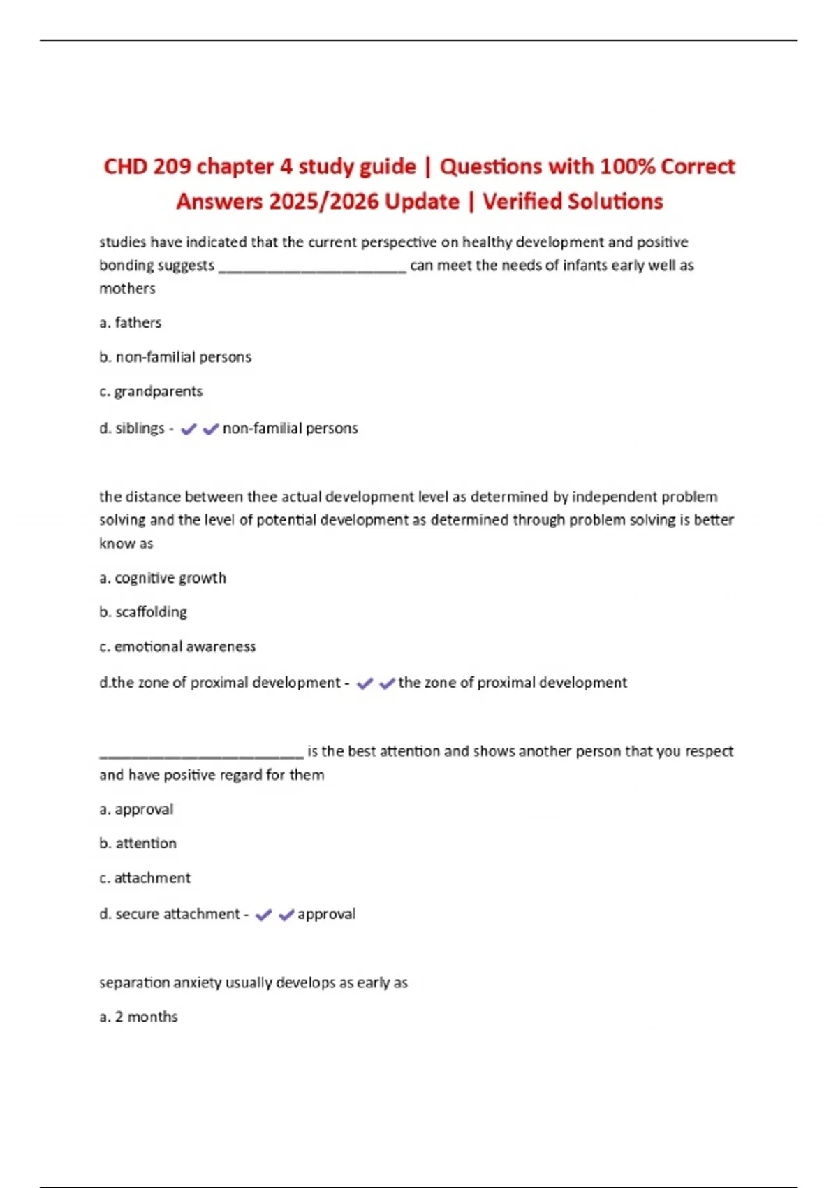CHD 209 chapter 4 study guide | Questions with 100% Correct Answers ...