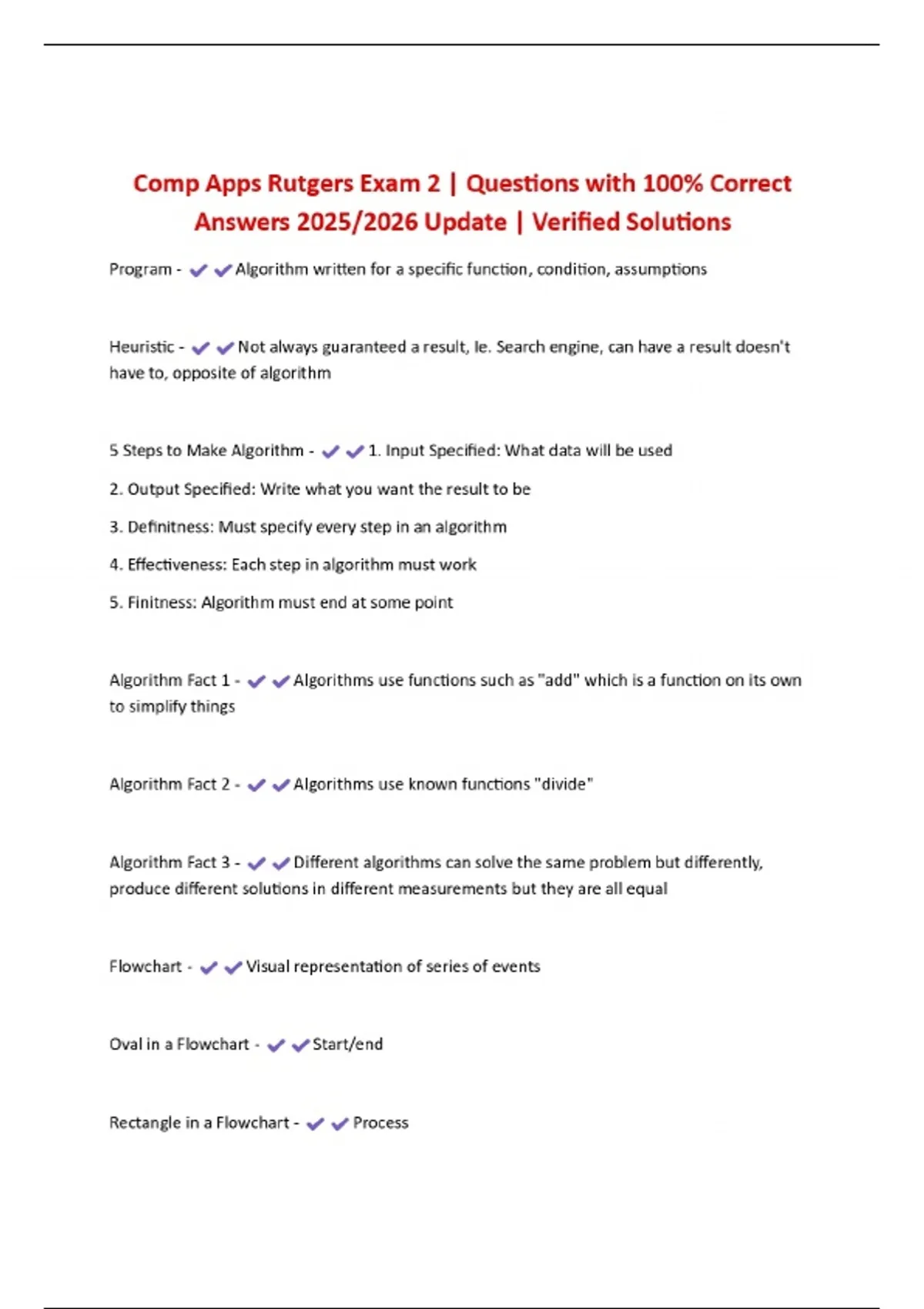 Comp Apps Rutgers Exam 2 | Questions with 100% Correct Answers 2025/ ...